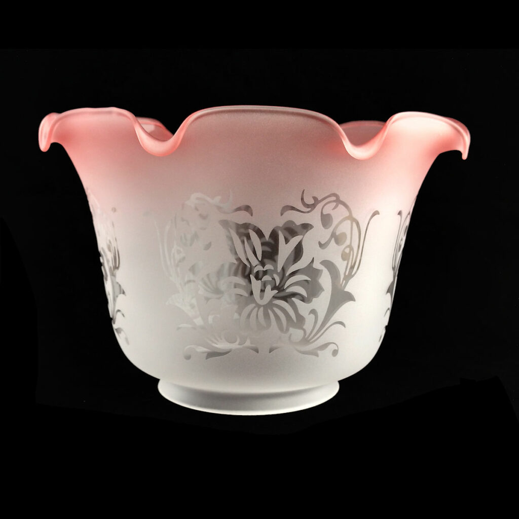 Cranberry Tint 4 Inch Crystal Glass Gas Shade w/ Filigree Design ...