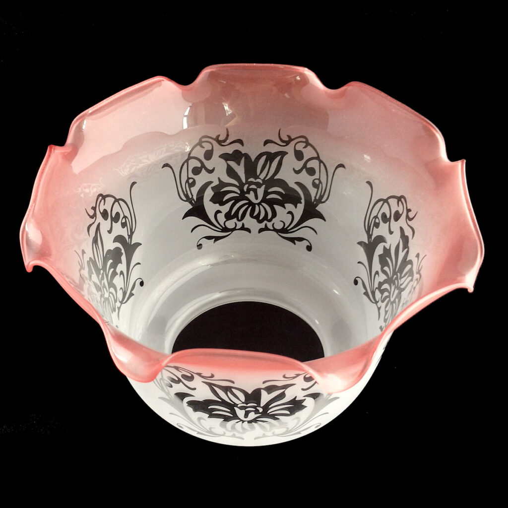 Cranberry Tint 4 Inch Crystal Glass Gas Shade w/ Filigree Design ...