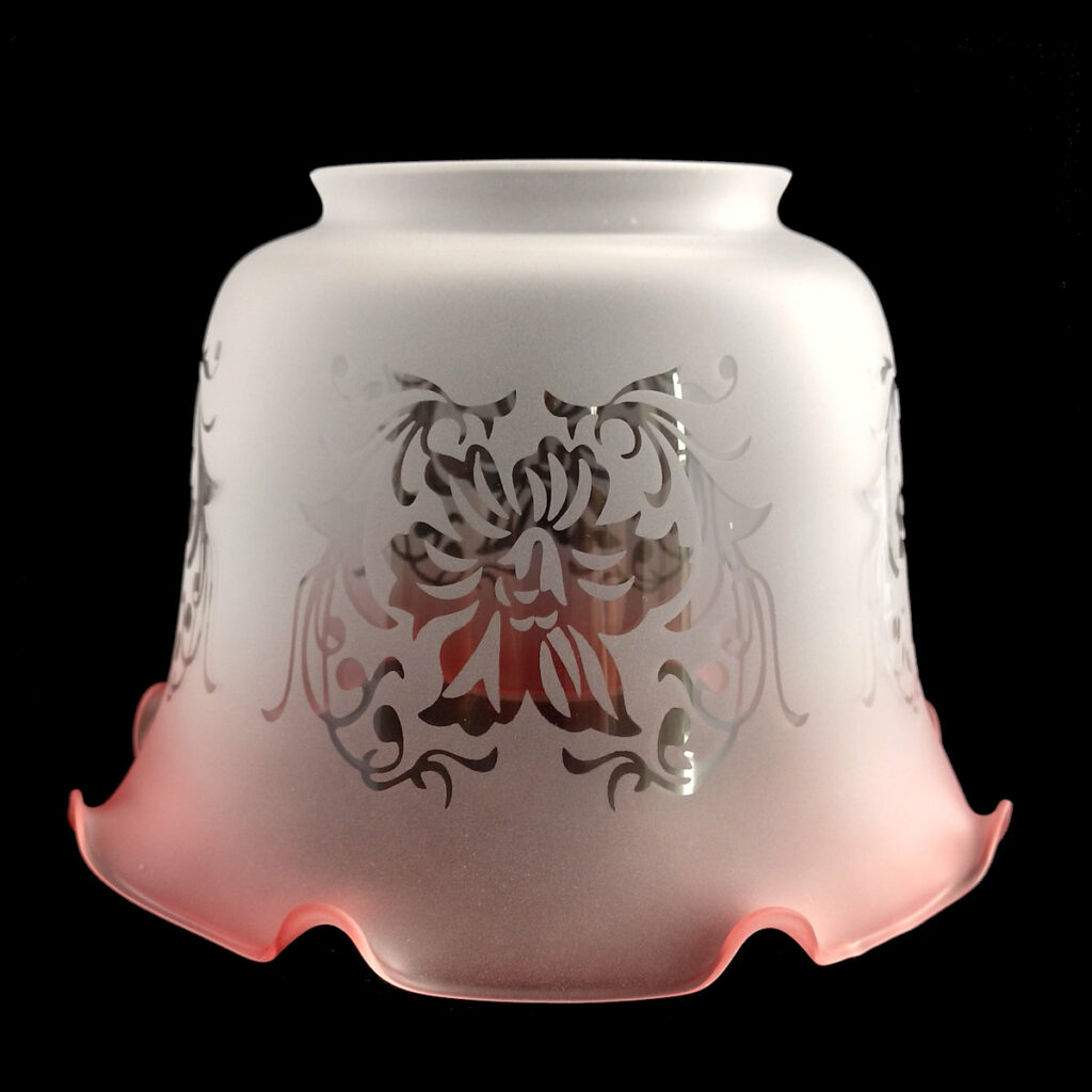 Cranberry Tint 4 Inch Crystal Glass Gas Shade w/ Filigree Design ...