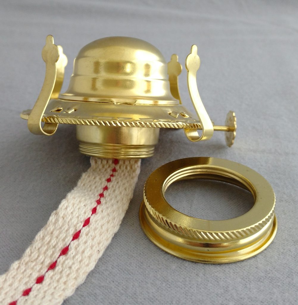 #2 Brass Plated Oil Lamp Burner with Collar - Imperial Lighting Co.