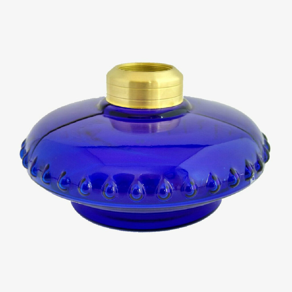 Teardrop Pattern Oil Lamp Font Cobalt Crystal Glass - Imperial Lighting Co.