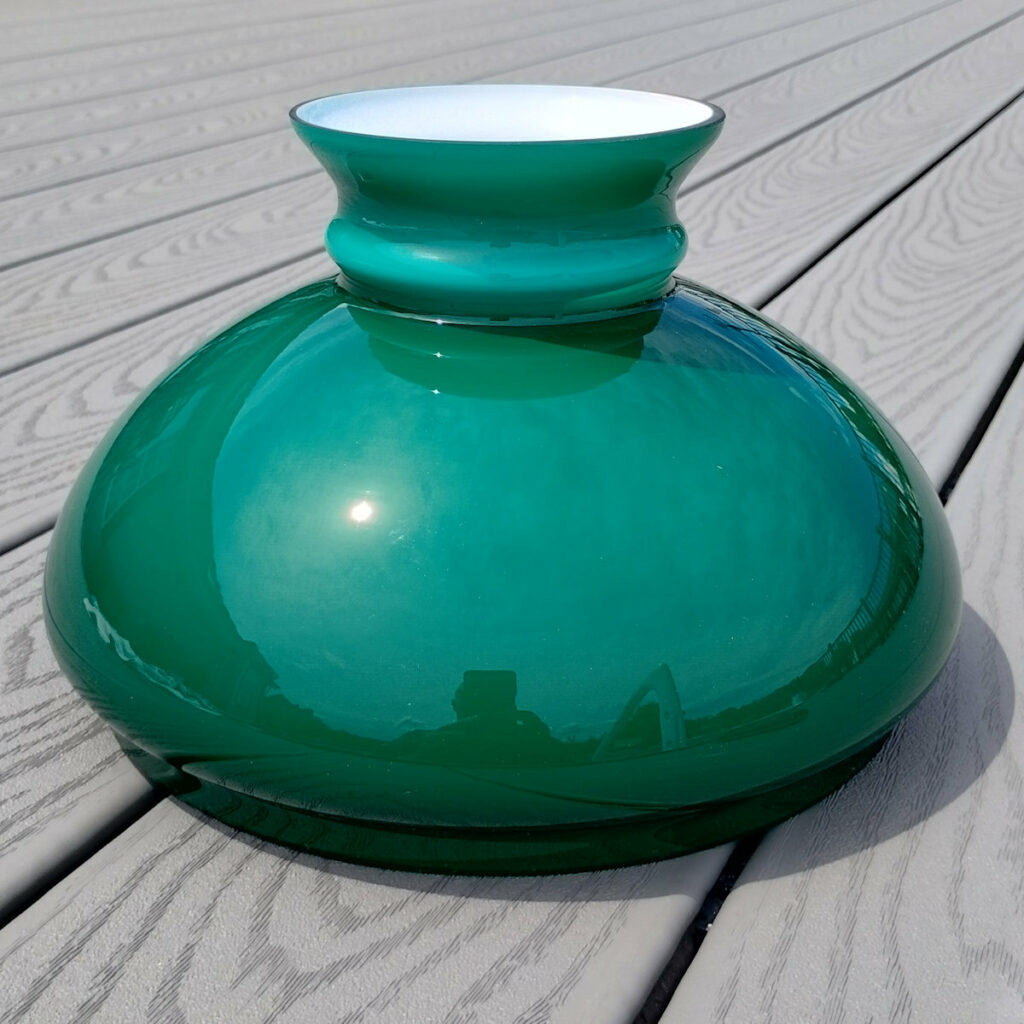 English Emerald Green Cased Glass Student Lamp Shade - Imperial ...