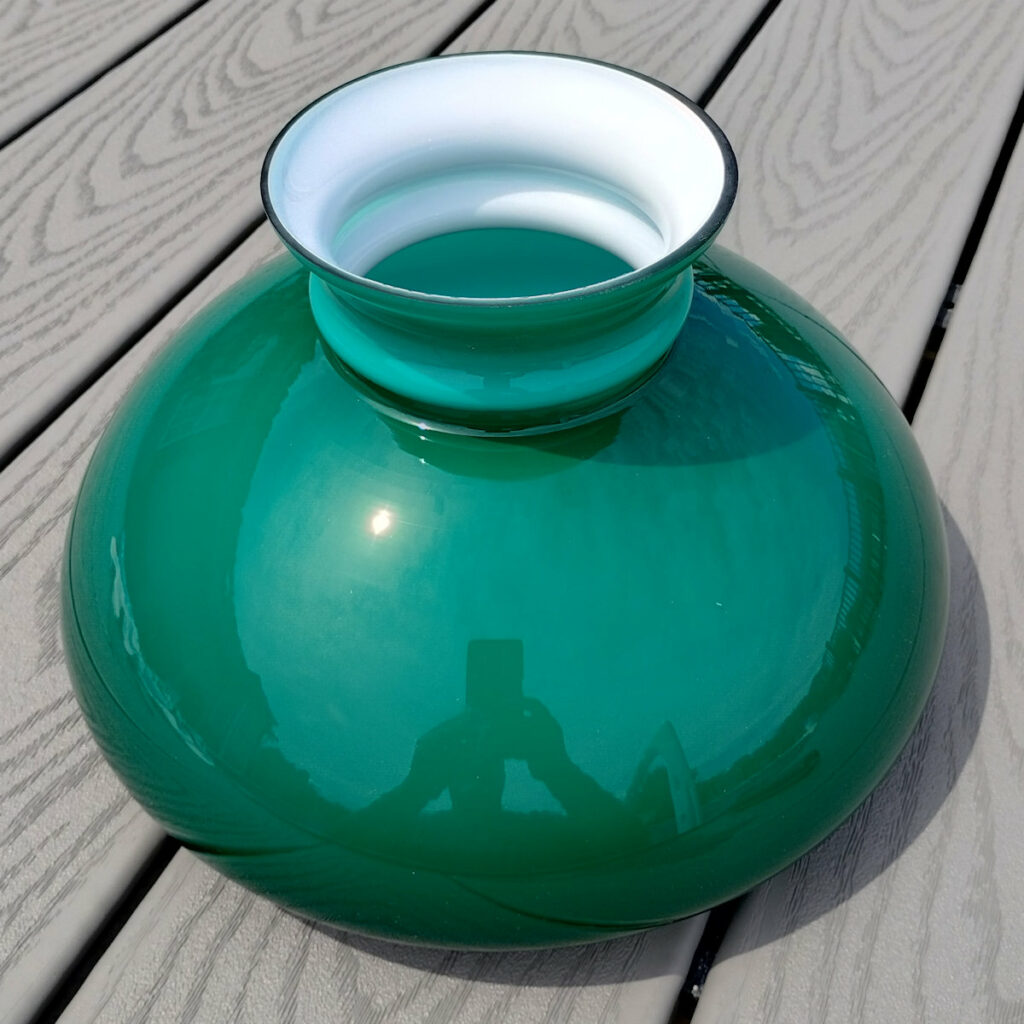 English Emerald Green Cased Glass Student Lamp Shade - Imperial ...