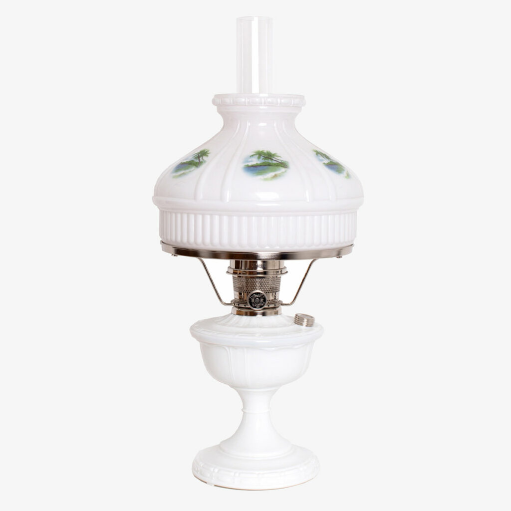 Aladdin Lamp Milk Glass Alexandria with Beach Paradise Shade & Nickel ...