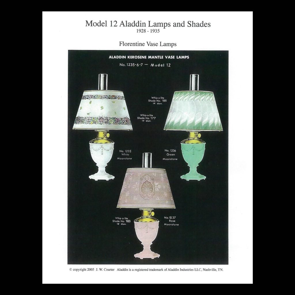 Model 12 Aladdin Lamps and Shades 1928 - 1935 - Imperial Lighting Co.