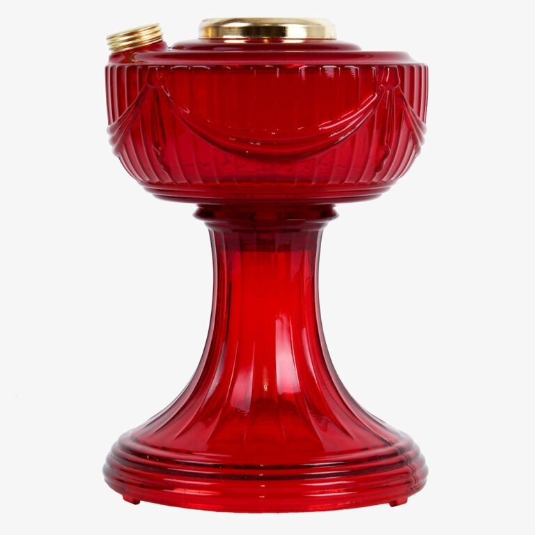 Aladdin Lamp Ruby Red Lincoln Drape with 14 inch Poppy Shade & Brass ...