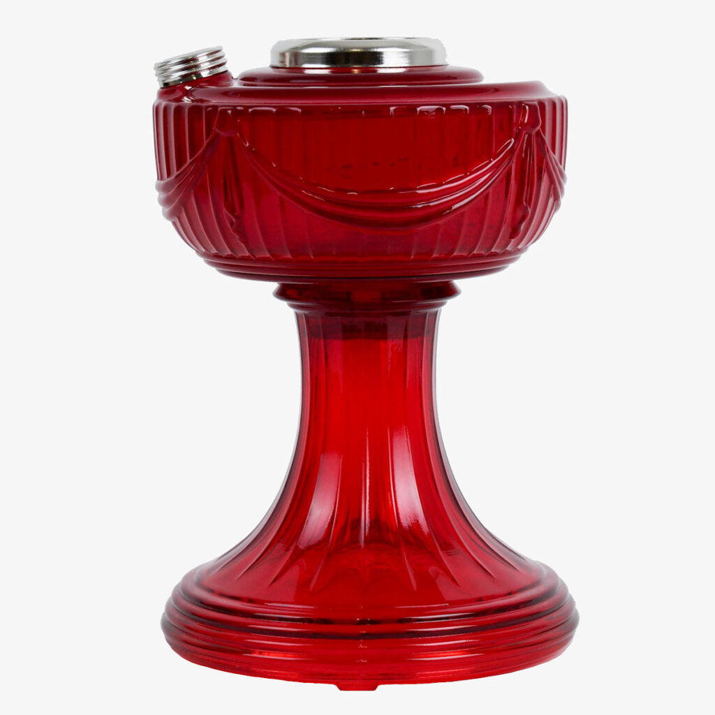 Aladdin Lamp Ruby Red Lincoln Drape with 14 inch Poppy Shade & Nickel ...